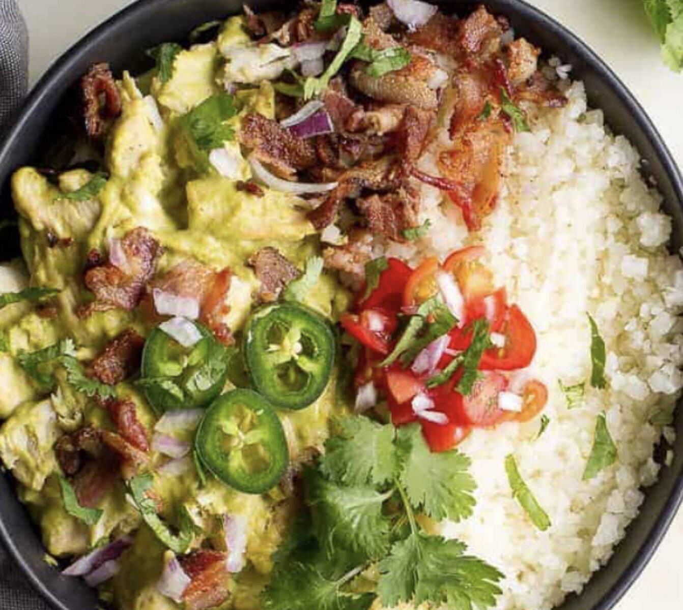 Spicy Vegan Beef Bowl w/ jalapenos, corn, black beans, jasmine rice ...